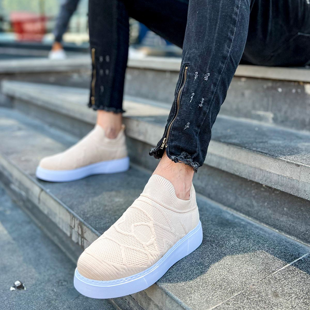 Erkek Sneaker - Bej - 411 - 411-BEIGE